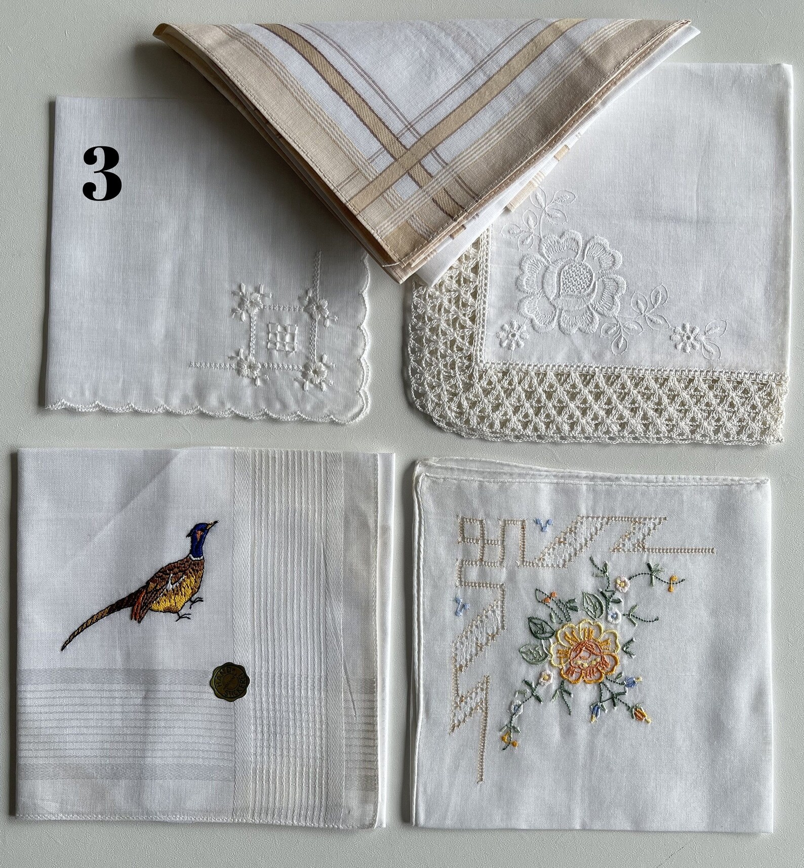 Vintage Handkerchief Collection Bundle Set of 5 White Vintage ...