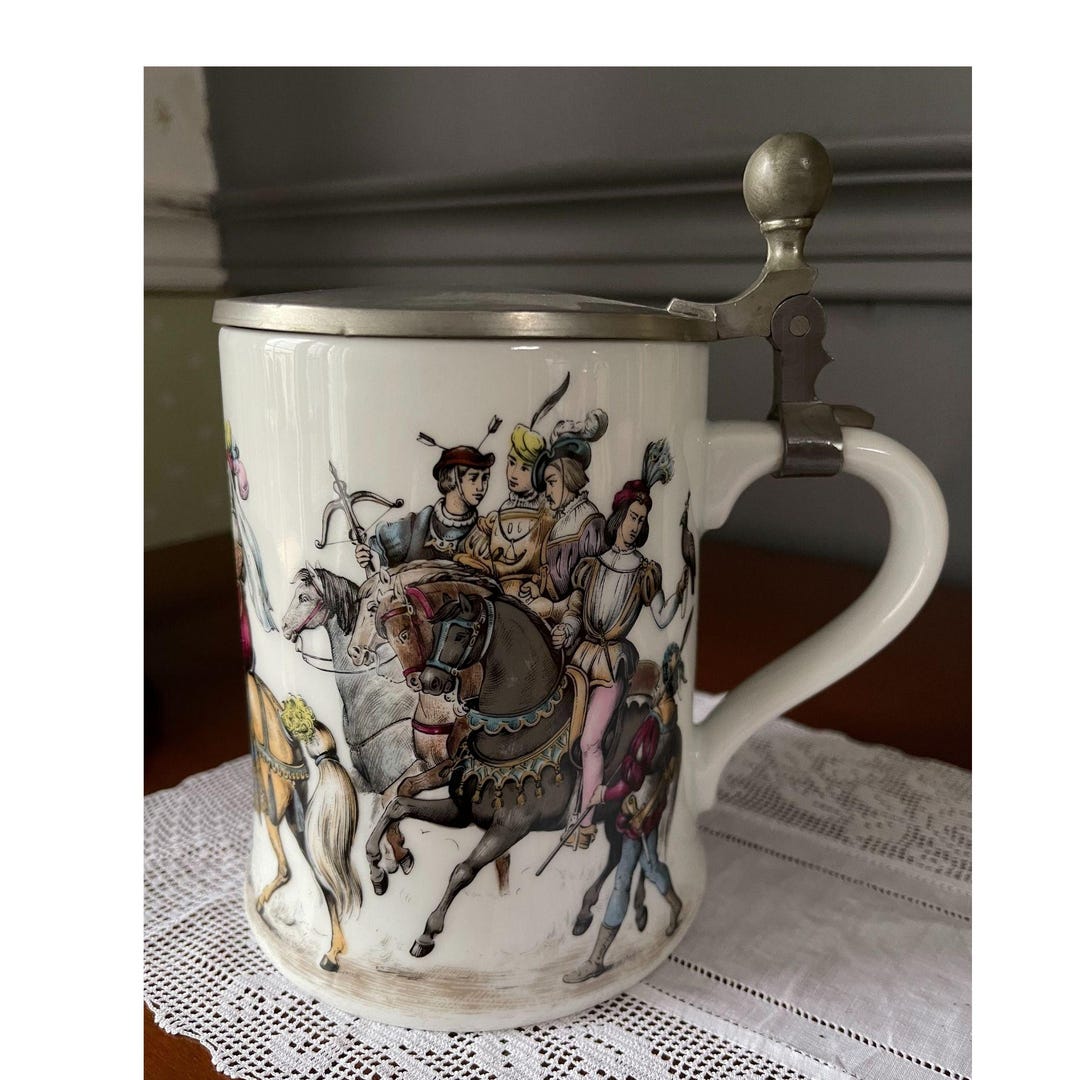 Kaiser Vintage Porcelain Beer Stein – Pewter Lid Oktoberfest ...