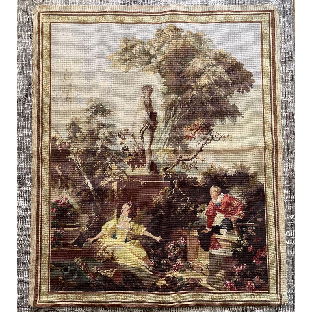 Vintage Gobelin Wall Art, Fragonard the Meeting Inspired, Handmade ...