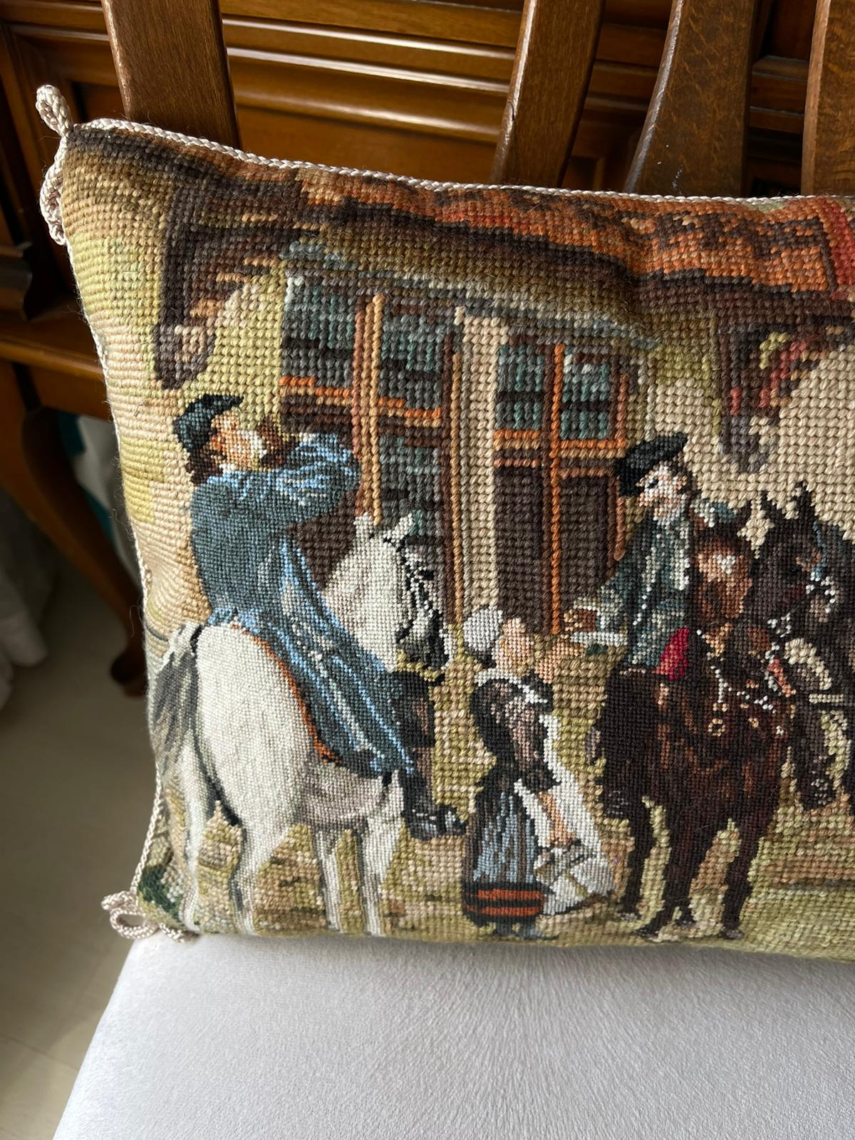 Vintage 1970s Wool Petit Point Decorative Pillow With Velvet Backing - Etsy