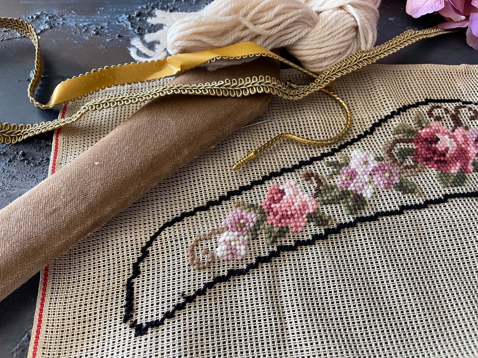 Vintage Needlepoint Kit With Complete Supplies - DIY Dress Hanger ...