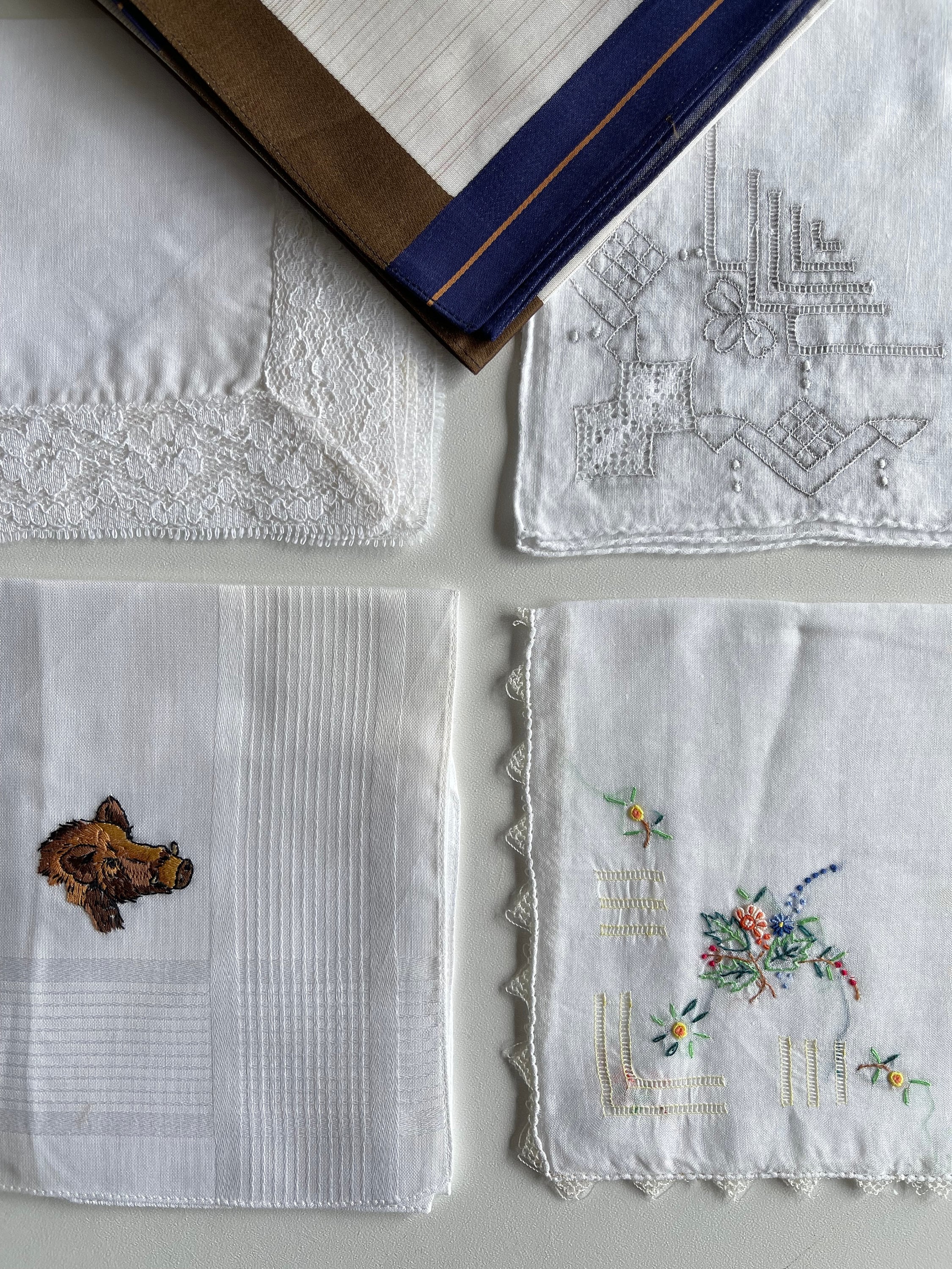 Vintage Handkerchief Collection Bundle Set of 5 White Vintage ...