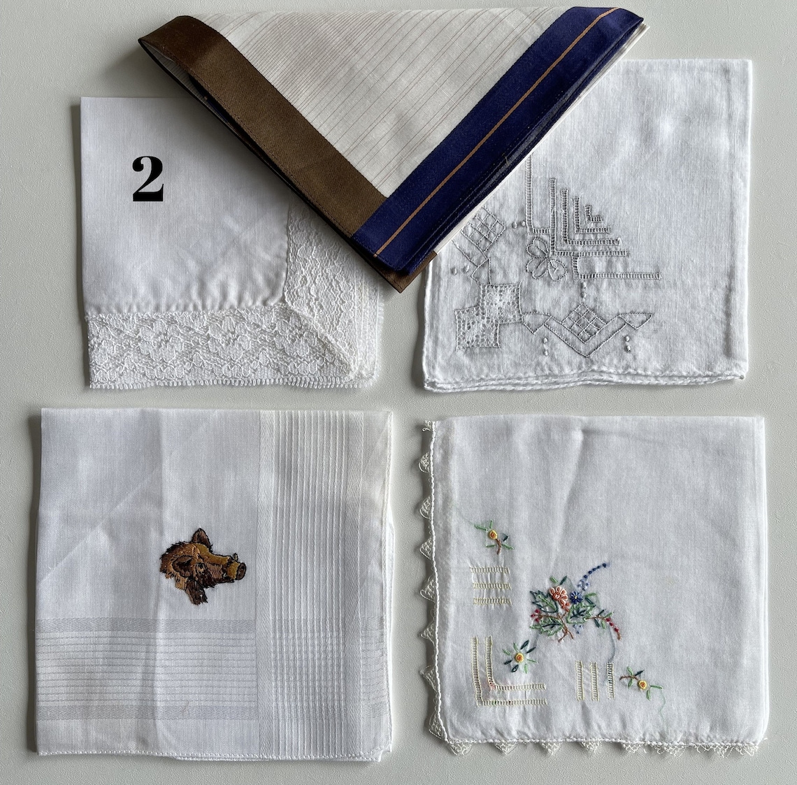 Vintage Handkerchief Collection Bundle Set of 5 White Vintage ...