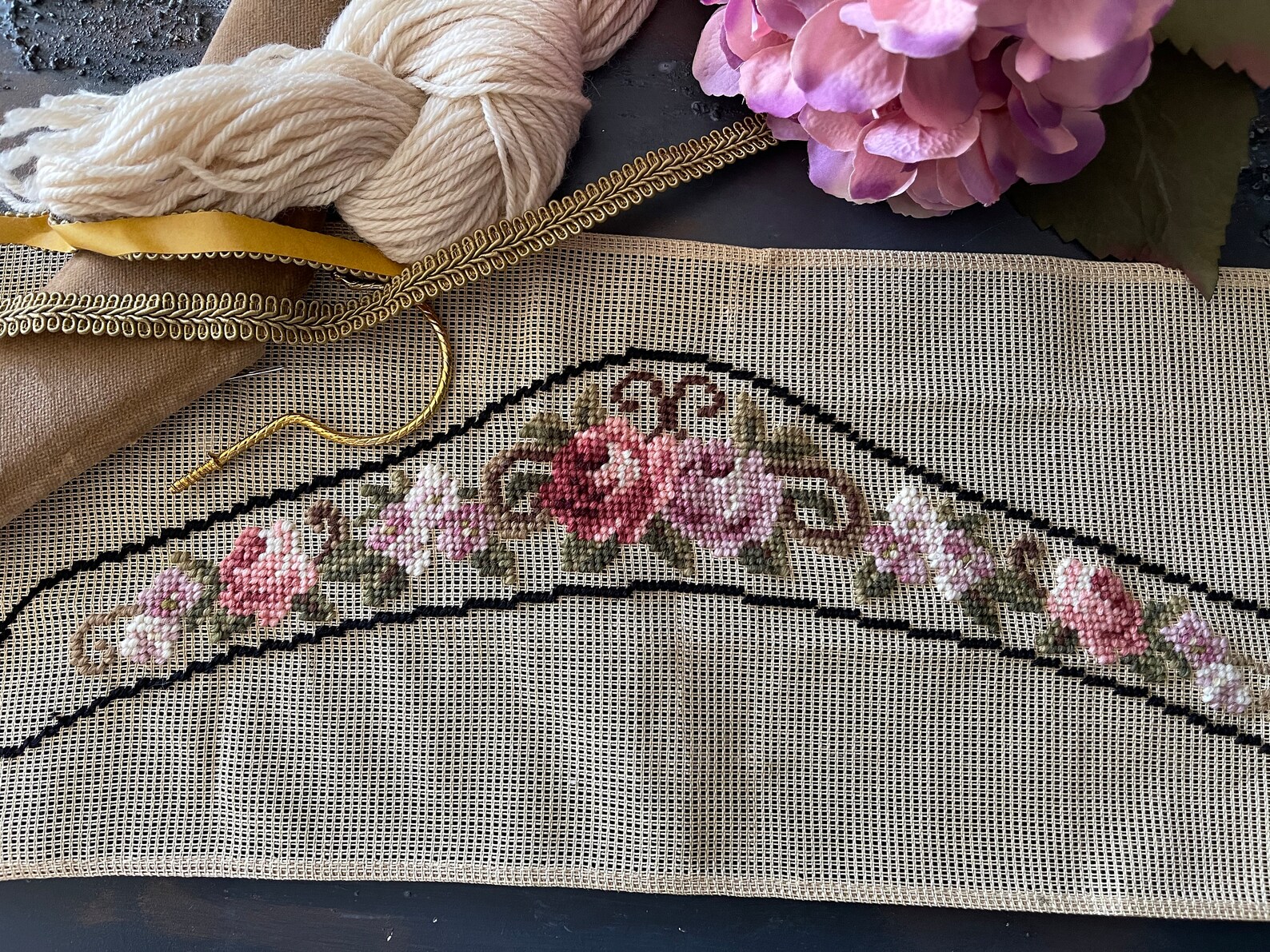 Vintage Needlepoint Kit With Complete Supplies - DIY Dress Hanger ...