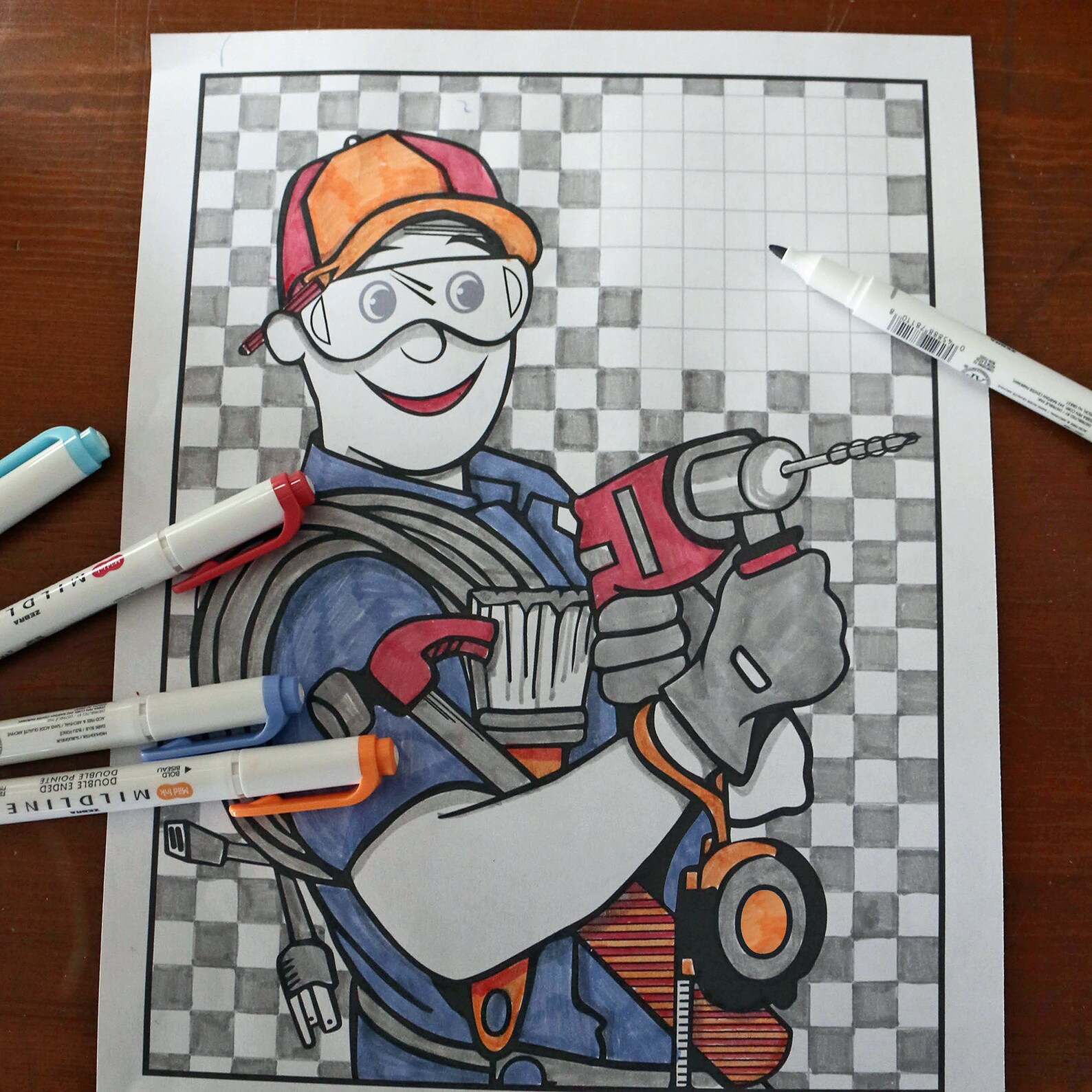 Cartoon Handyman Coloring Page Instant Download - Etsy
