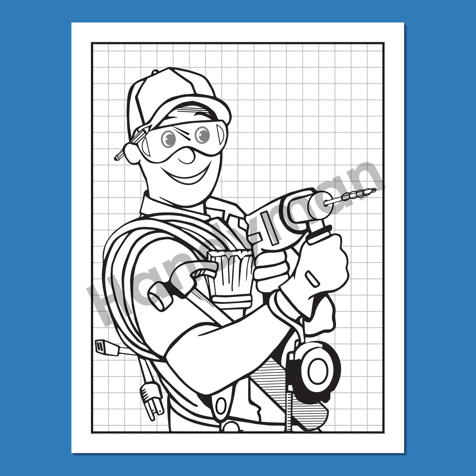 Cartoon Handyman Coloring Page Instant Download - Etsy
