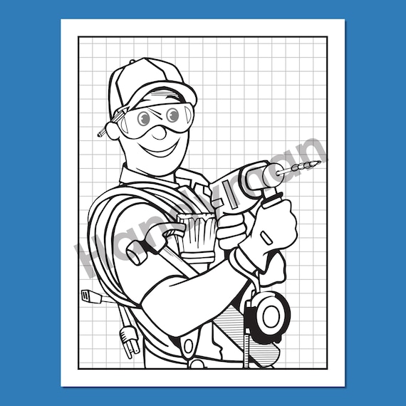 Cartoon Handyman Coloring Page Instant Download | Etsy