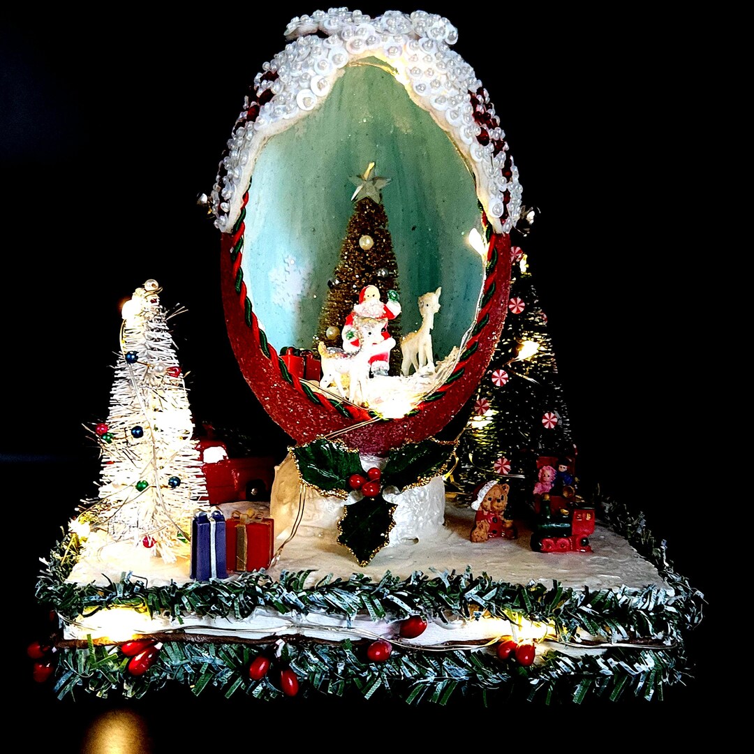 Handcrafted Christmas Emu Egg Diorama Lighted Decoration - Etsy