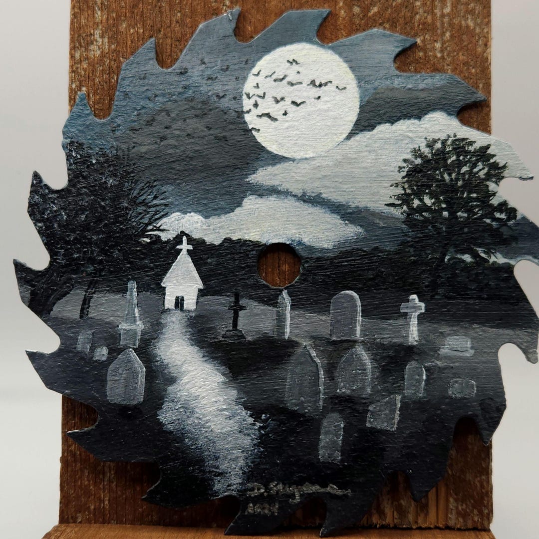Hand Painted 7 In. Saw Blade Graveyard Scene - Etsy