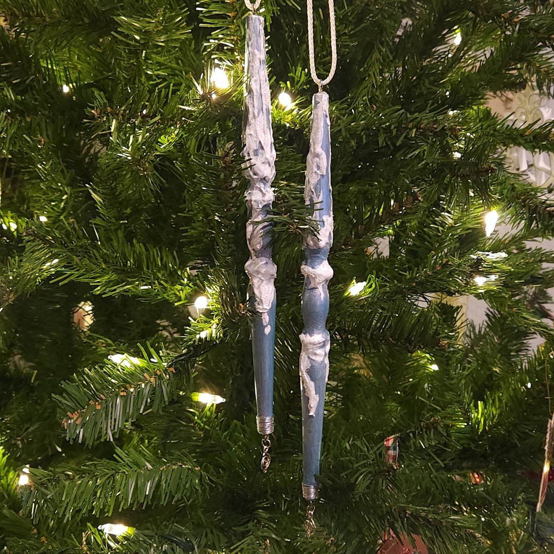 Set of 2 Rustic Wood Spindle Christmas Ornaments - Etsy