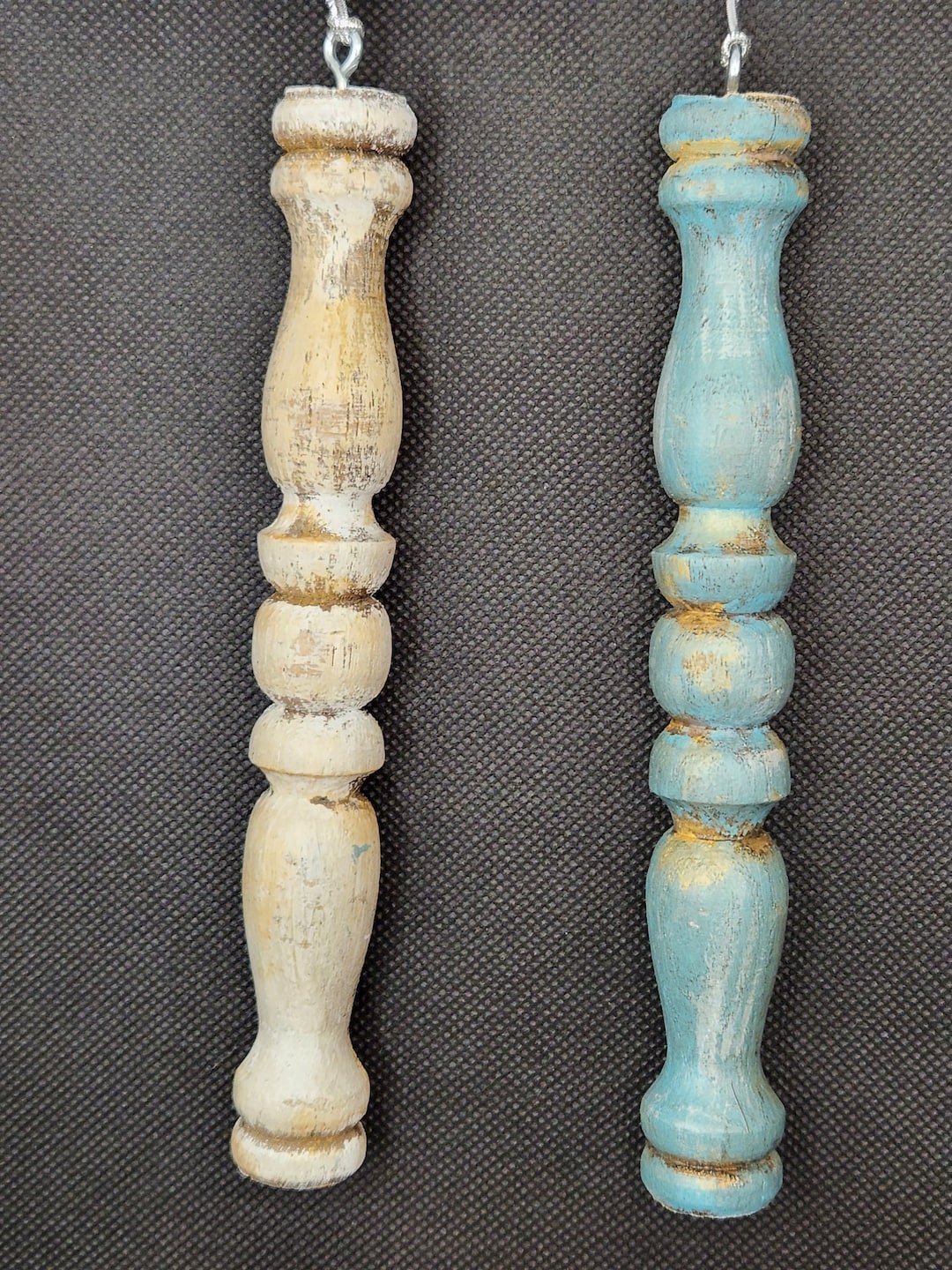 Set of 2 Rustic Wood Spindle Christmas Ornaments - Etsy