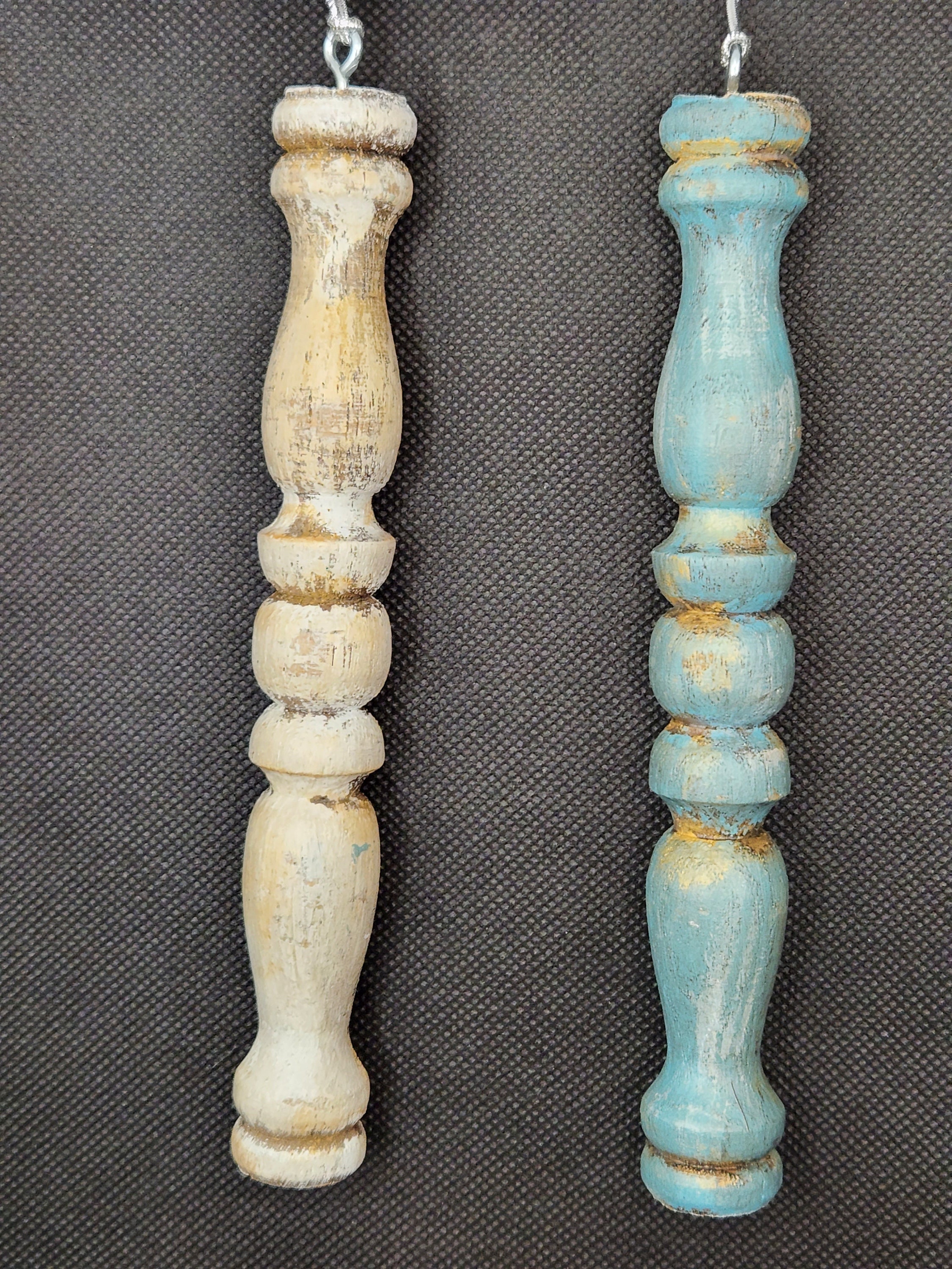 Set of 2 Rustic Wood Spindle Christmas Ornaments - Etsy