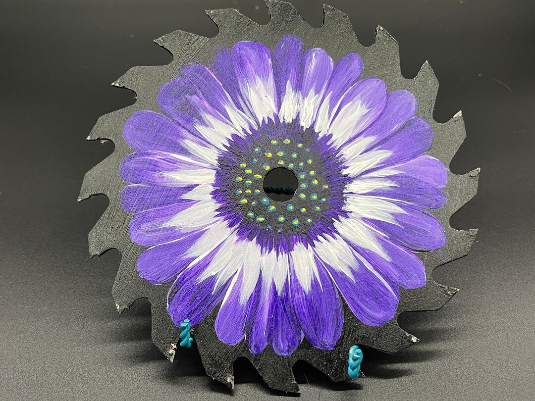 Hand Painted 7 In. Sawblade Bright Purple Flower - Etsy