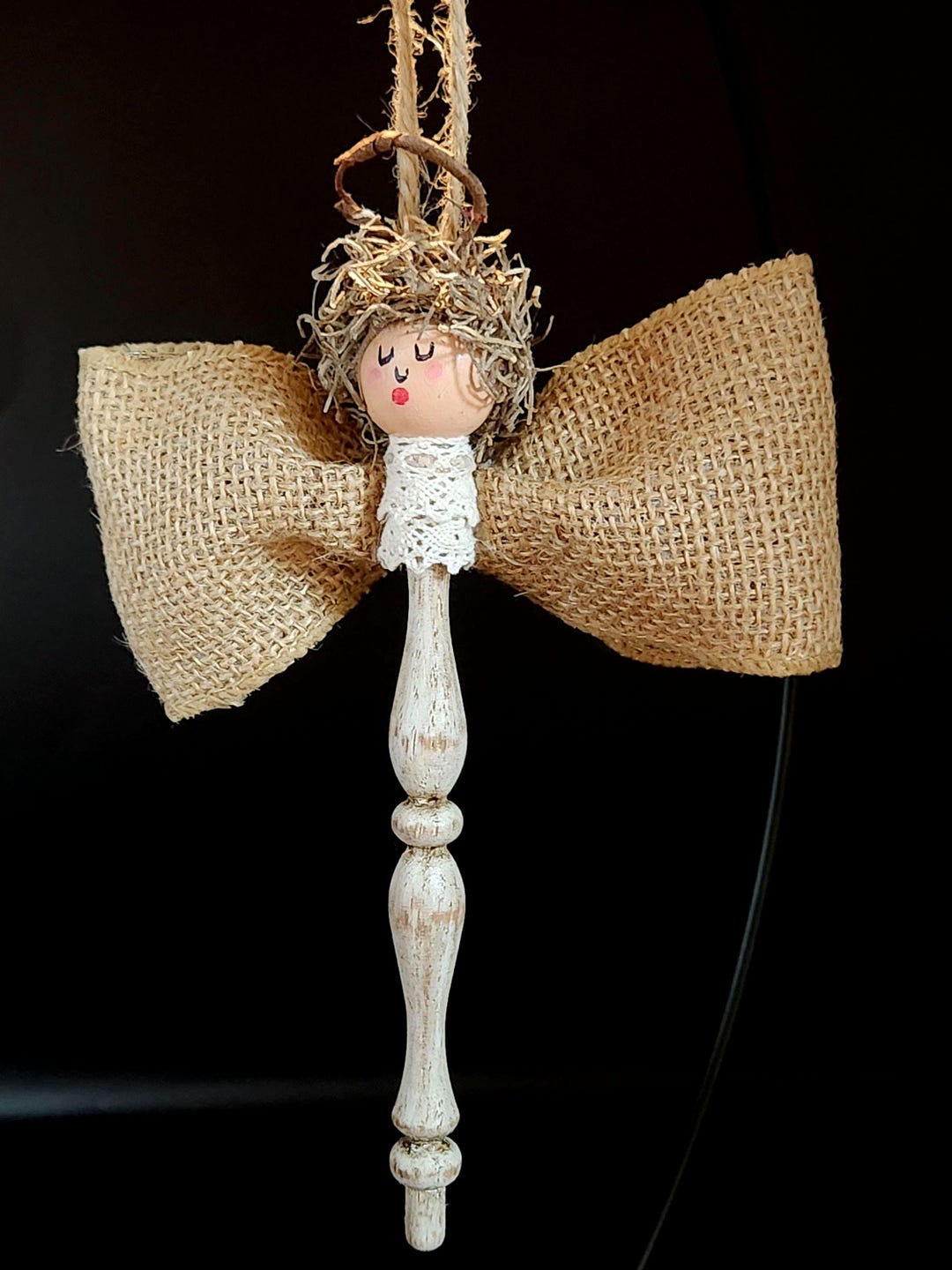 Hand Crafted Rustic Wood Spindle Angel Ornament - Etsy