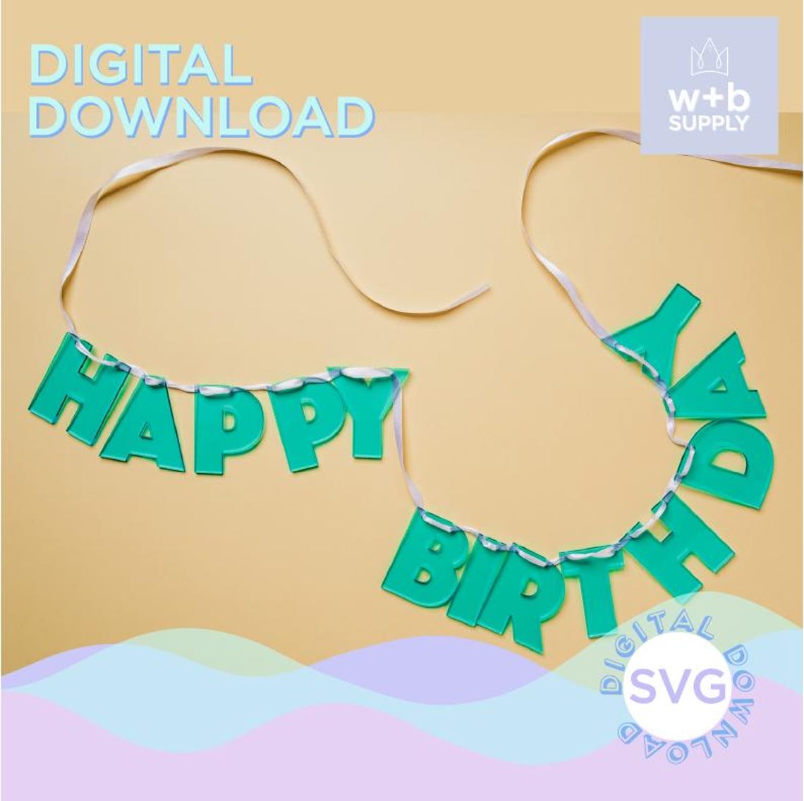 Happy Birthday Banner SVG | Birthday Banner Digital Download | Birthday ...