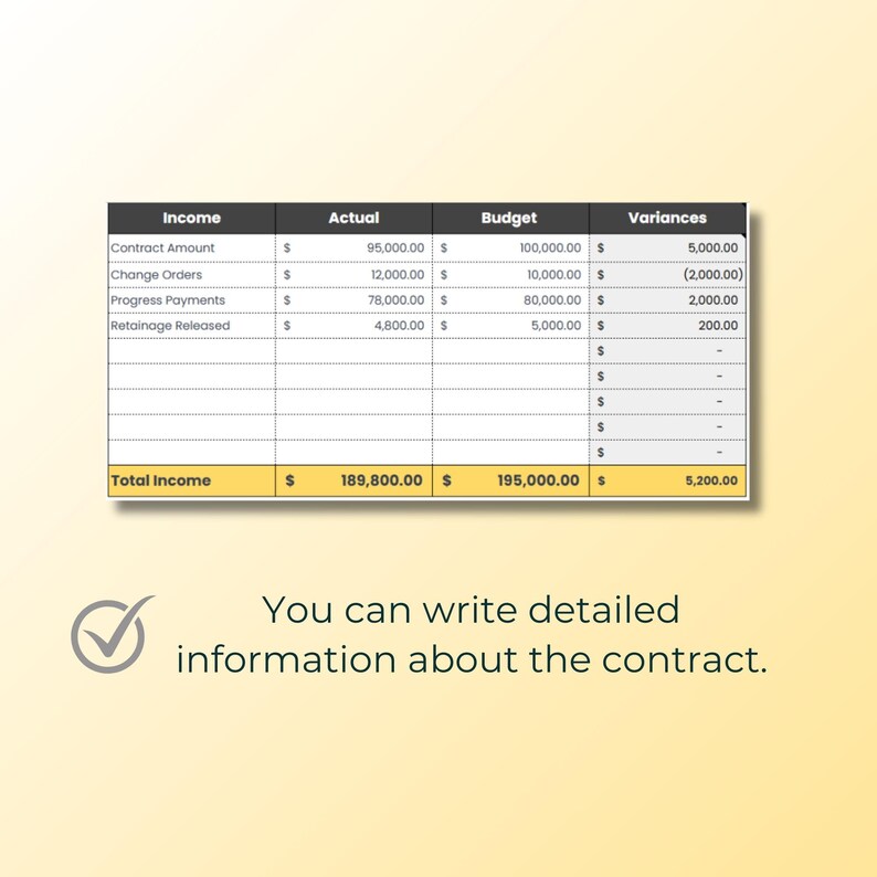 Construction Accounting, Contractor Budget Spreadsheet, Project Expense ...