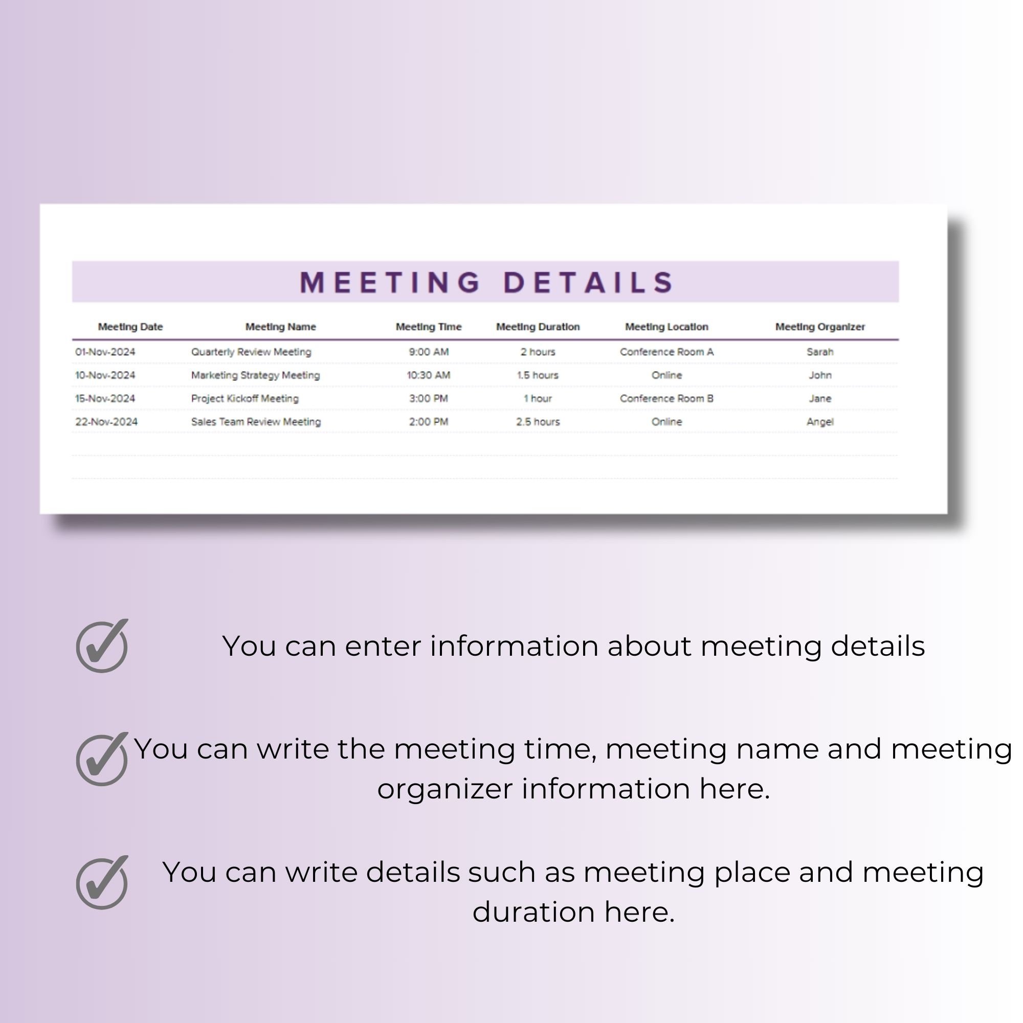 Meeting Tracker, Meeting Minutes Template, Meeting Log, Action Items ...