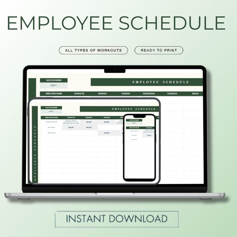Employee Schedule Template Google Sheets, Weekly Shift Planner, Work Schedule, Staffing Schedule ...