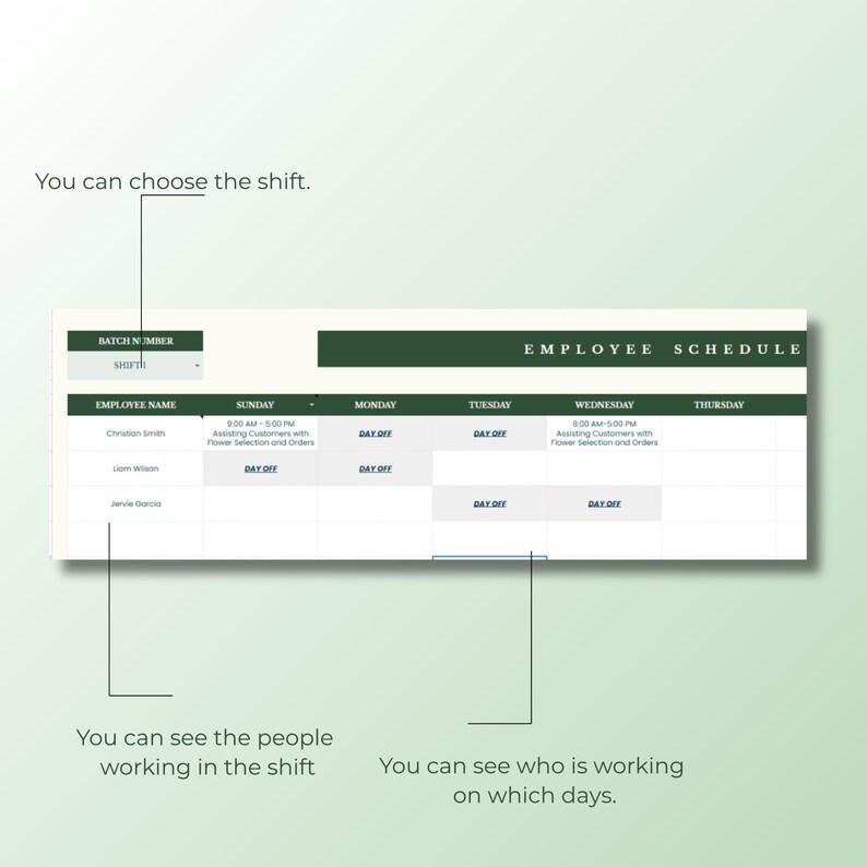 Employee Schedule Template Google Sheets, Weekly Shift Planner, Work ...