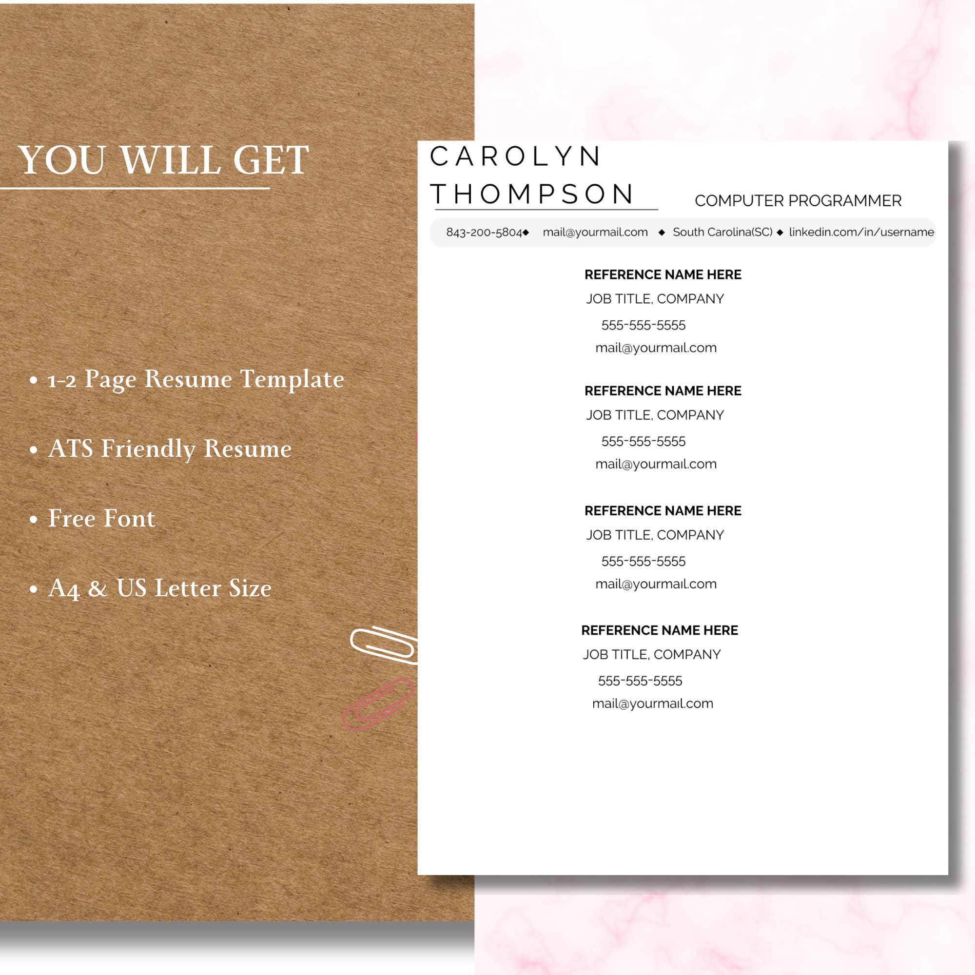 Professional Resume Template, Canva Templateresume, CV Template, Modern ... Professional Resume Template, Canva Templateresume, CV Template, Modern ...