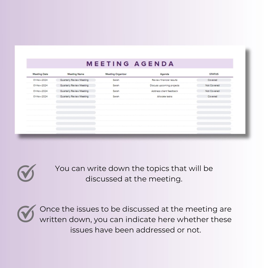 Meeting Tracker, Meeting Minutes Template, Meeting Log, Action Items ...