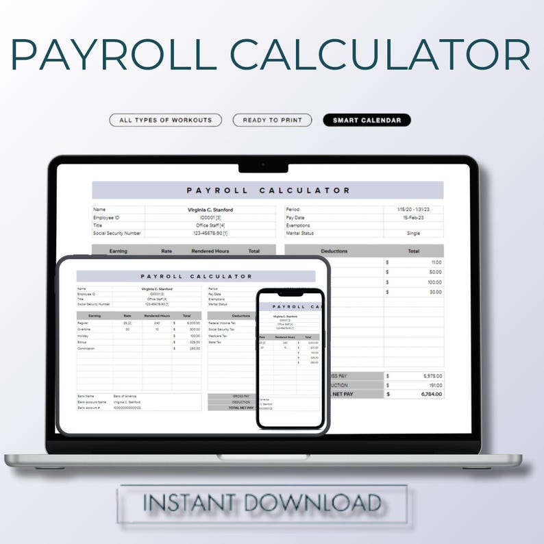 Professional Pay Slip Template for Contractors and Employees, Fillable ...
