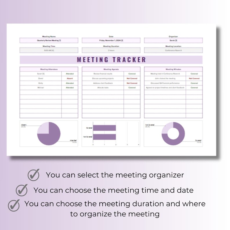 Meeting Tracker, Meeting Minutes Template, Meeting Log, Action Items ...