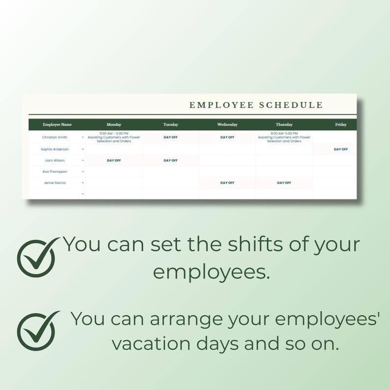 Employee Schedule Template Google Sheets, Weekly Shift Planner, Work ...