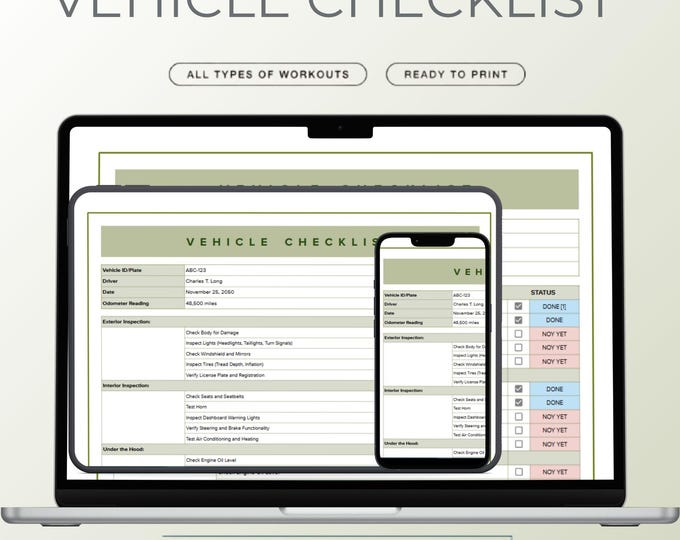 PDF Printable Vehicle Inspection Report, Used Vehicle Inspection Sheet ...