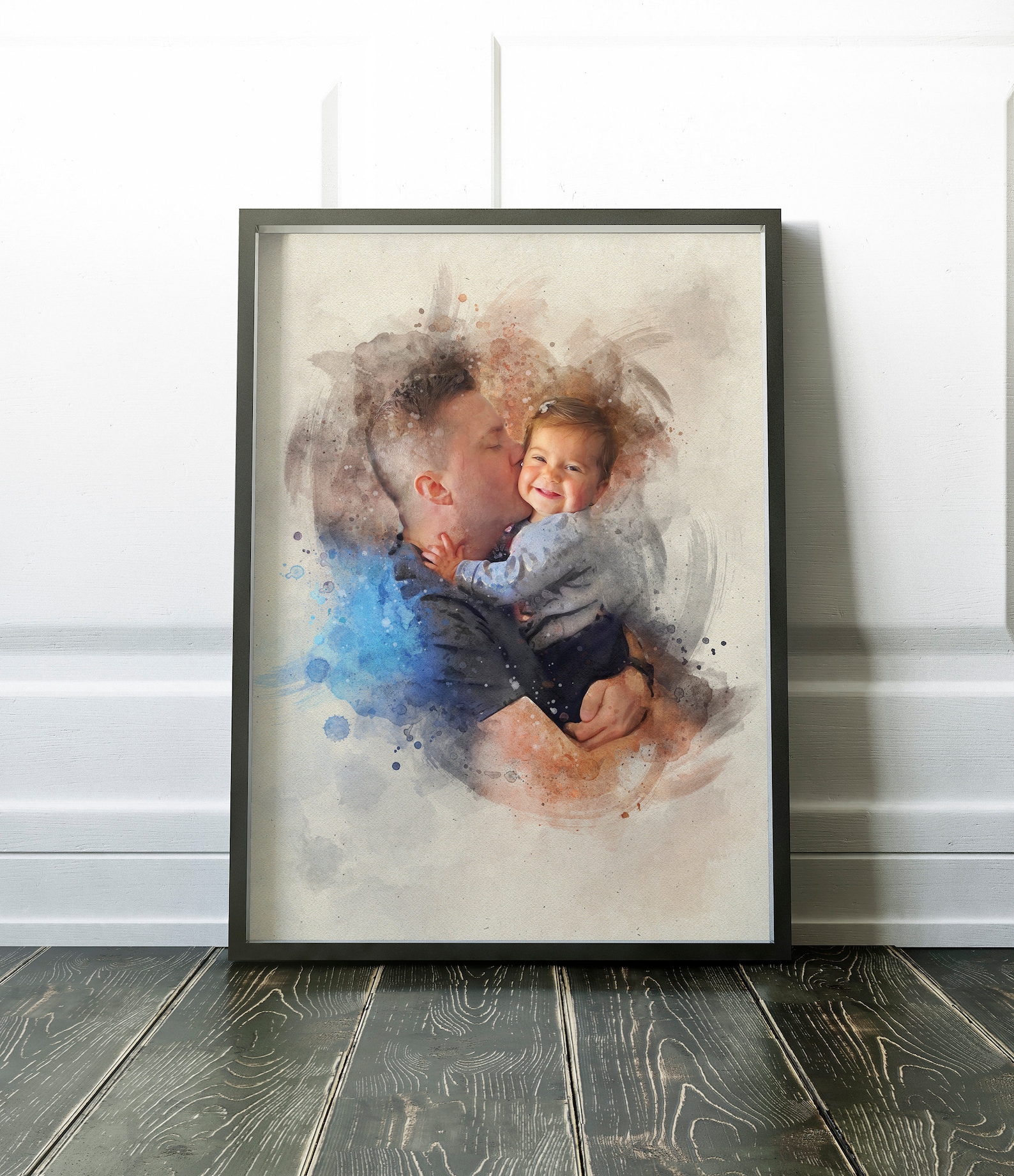 Father Daughter Portrait Fathers Day Portrait Fathers Day | Etsy