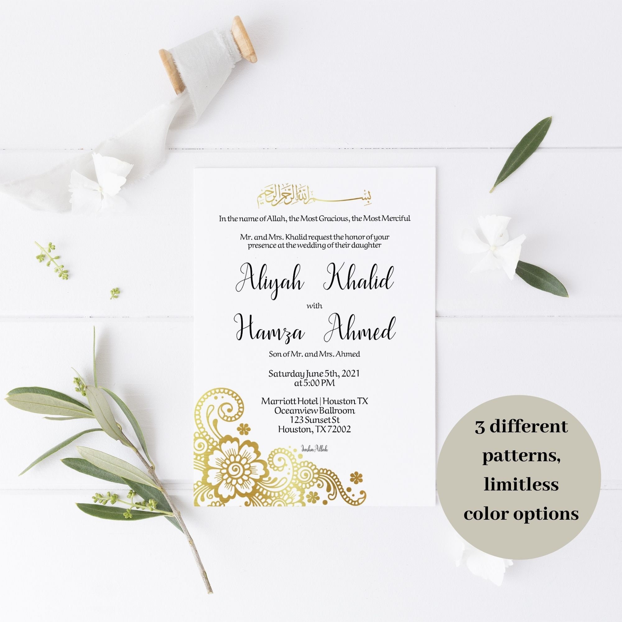 Wall Décor Muslim Wedding Invitation Nikah Walima Shadi Invite Digital ...