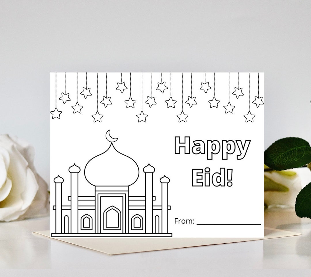Color in Kid's Eid Card | 6 Variations - Etsy