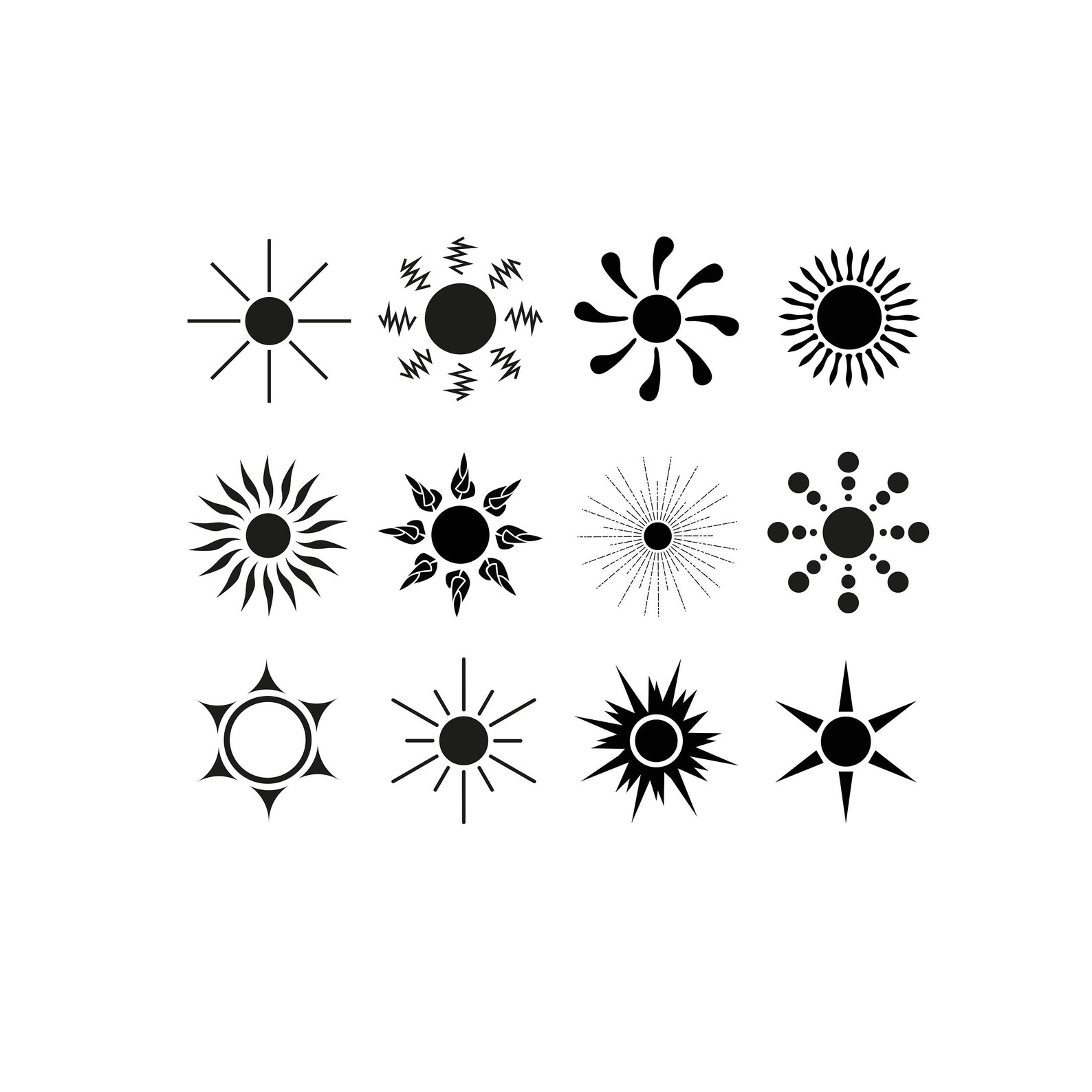 12 Sun Bundle SVG / Minimal Sun Svg/geometric Sun Svg/simple | Etsy