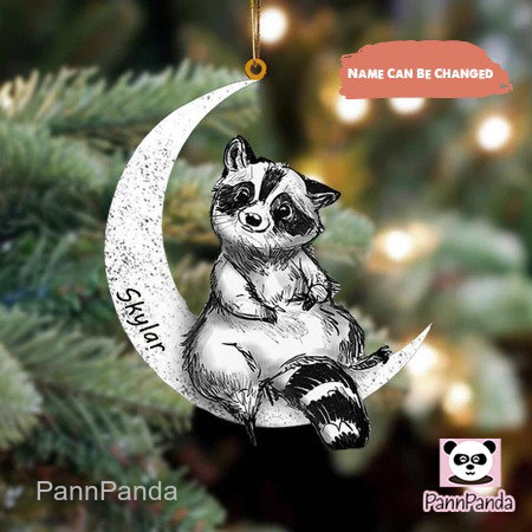 Raccoon Sits on the Moon Ornament, Memorial Raccoon Ornament, Custom ...