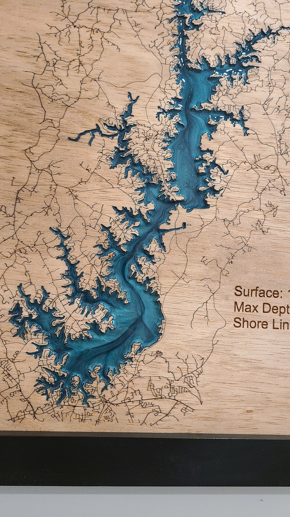 25 X 18 Lake Keowee With Roads Laser Engraved Sign With Epoxy Inlay - Etsy