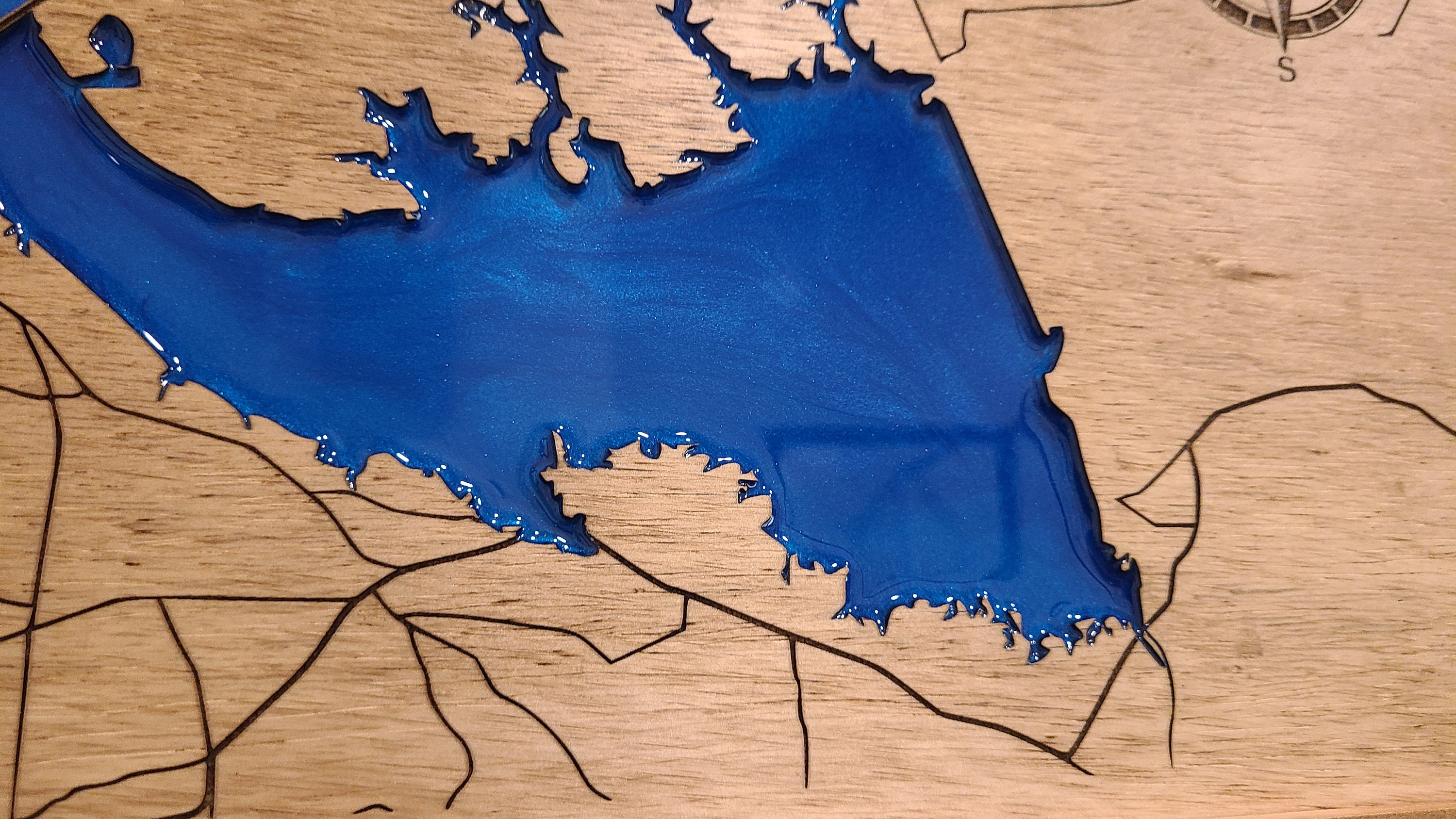 25 X 18 Lake Marion With Roads Laser Engraved Sign With Epoxy Inlay - Etsy