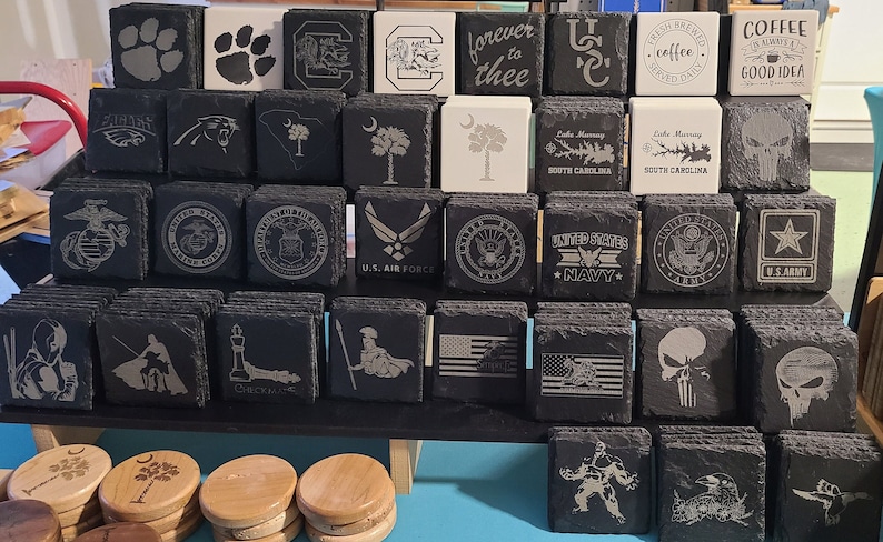 Laser Engraved Slate or Ceramic Coasters - Etsy