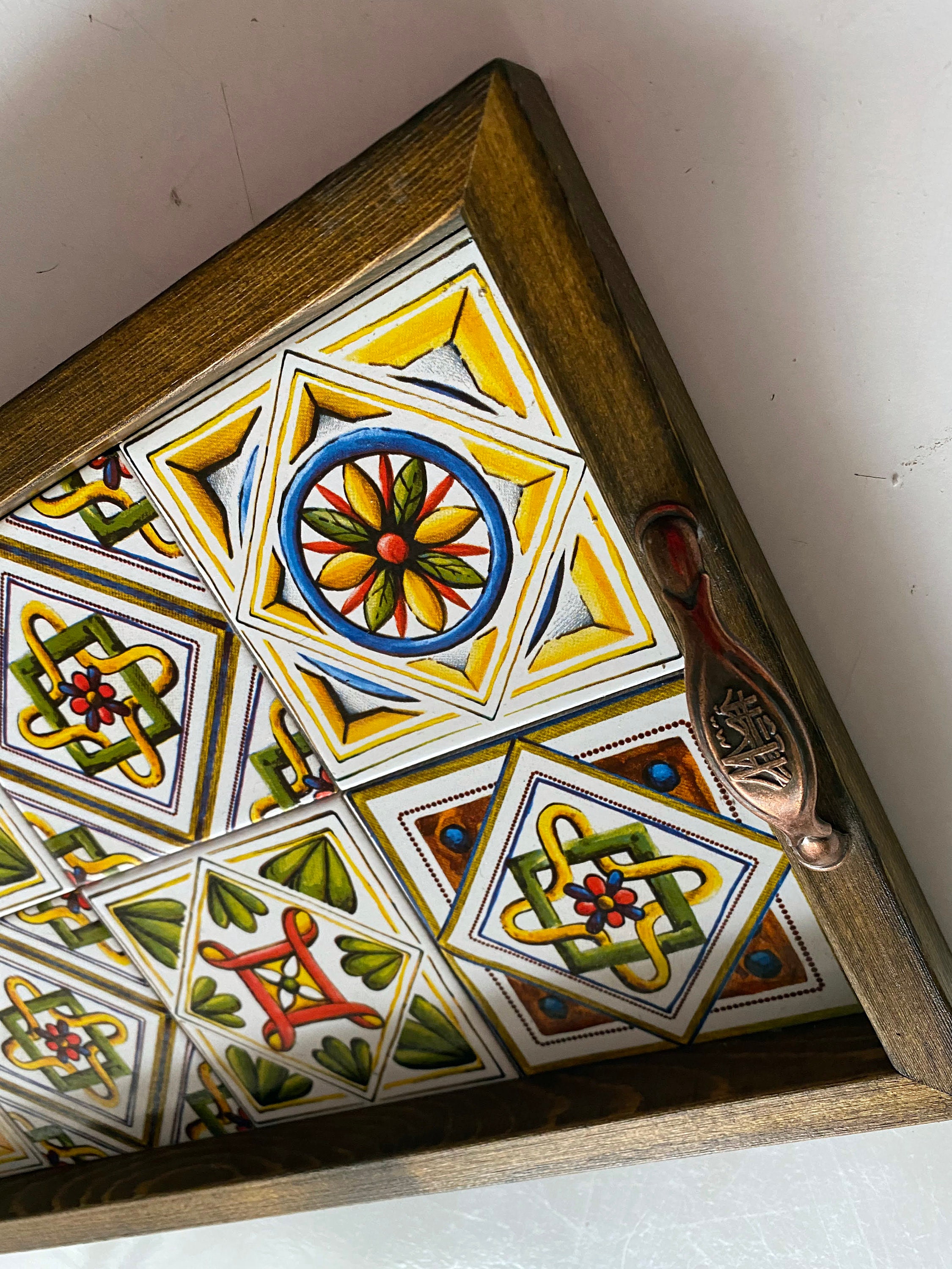 Decorative Tile Tray, Serving Wood Tray, Decorative Serving Tray ...