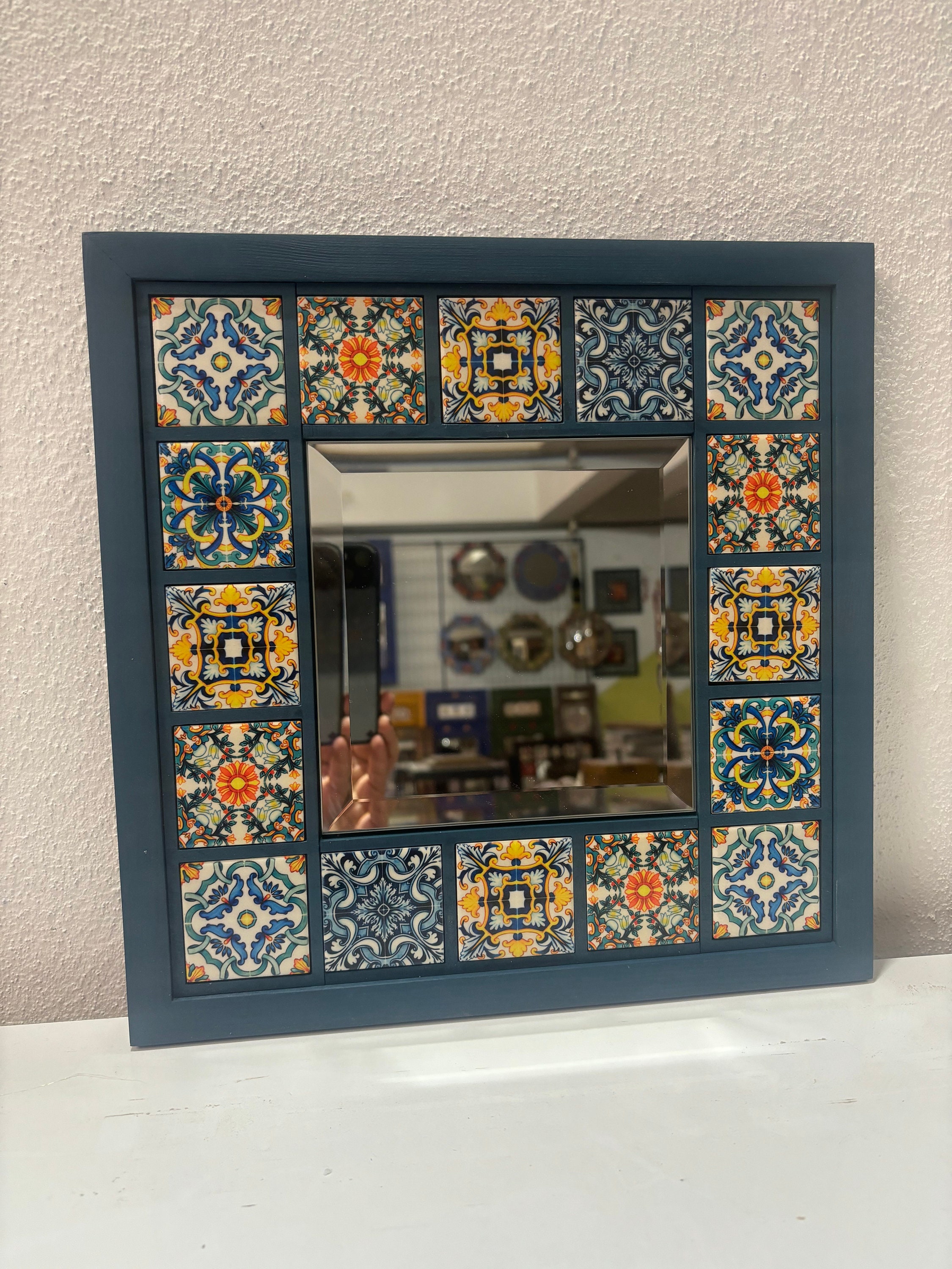 Mexican Tile Mirror: Handmade Bohemian Wall Decor - Etsy
