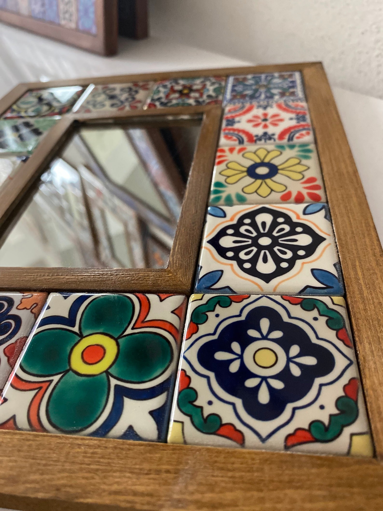 Mexican Tile Mirror, Bohemian Mirror, Vintage Mirror Mosaic Mirror ...