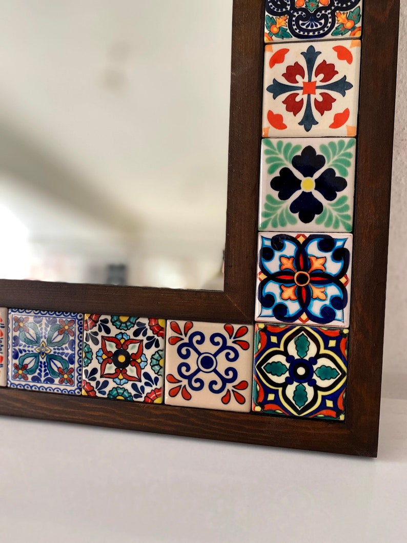 Mexican Tile Mirror, Bohemian Mirror, Mexican Tile, Mosaic Mirror ...