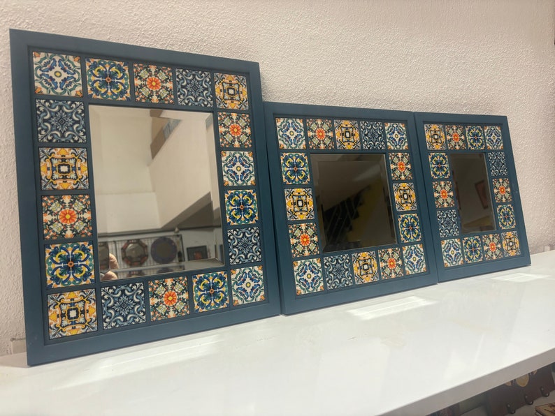 Mexican Tile Mirror: Handmade Bohemian Wall Decor - Etsy
