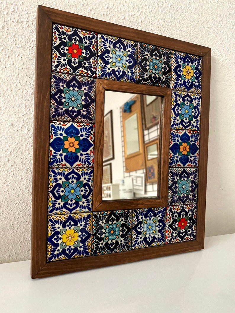 Mexican Tile Mirror, Bohemian Mirror,hand Crafted Vintage Mirror Mosaic ...