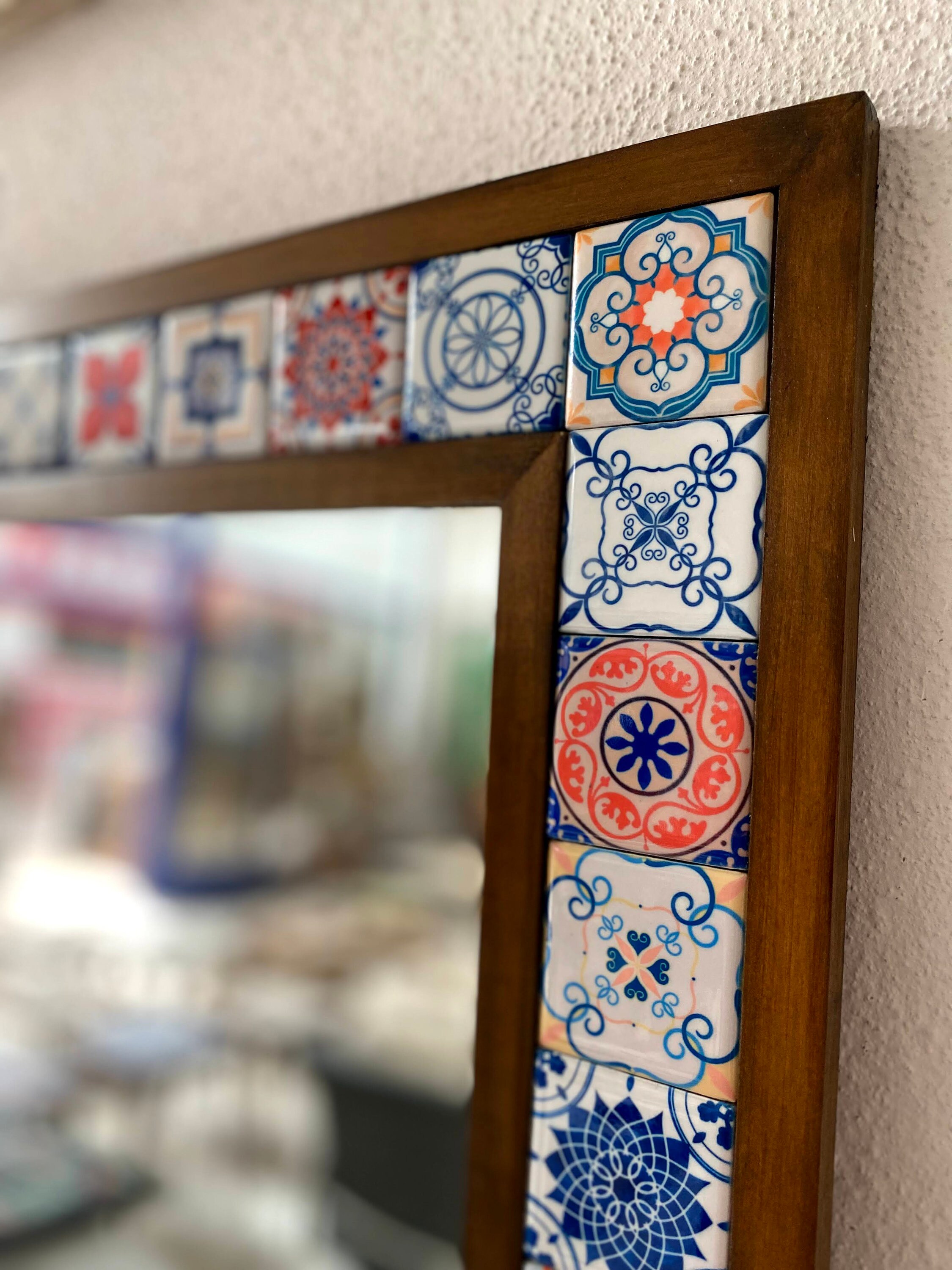 Talavera Mirror, Pattern Azulejos Portugal Tile, Mosaic Mirror, Spanish ...