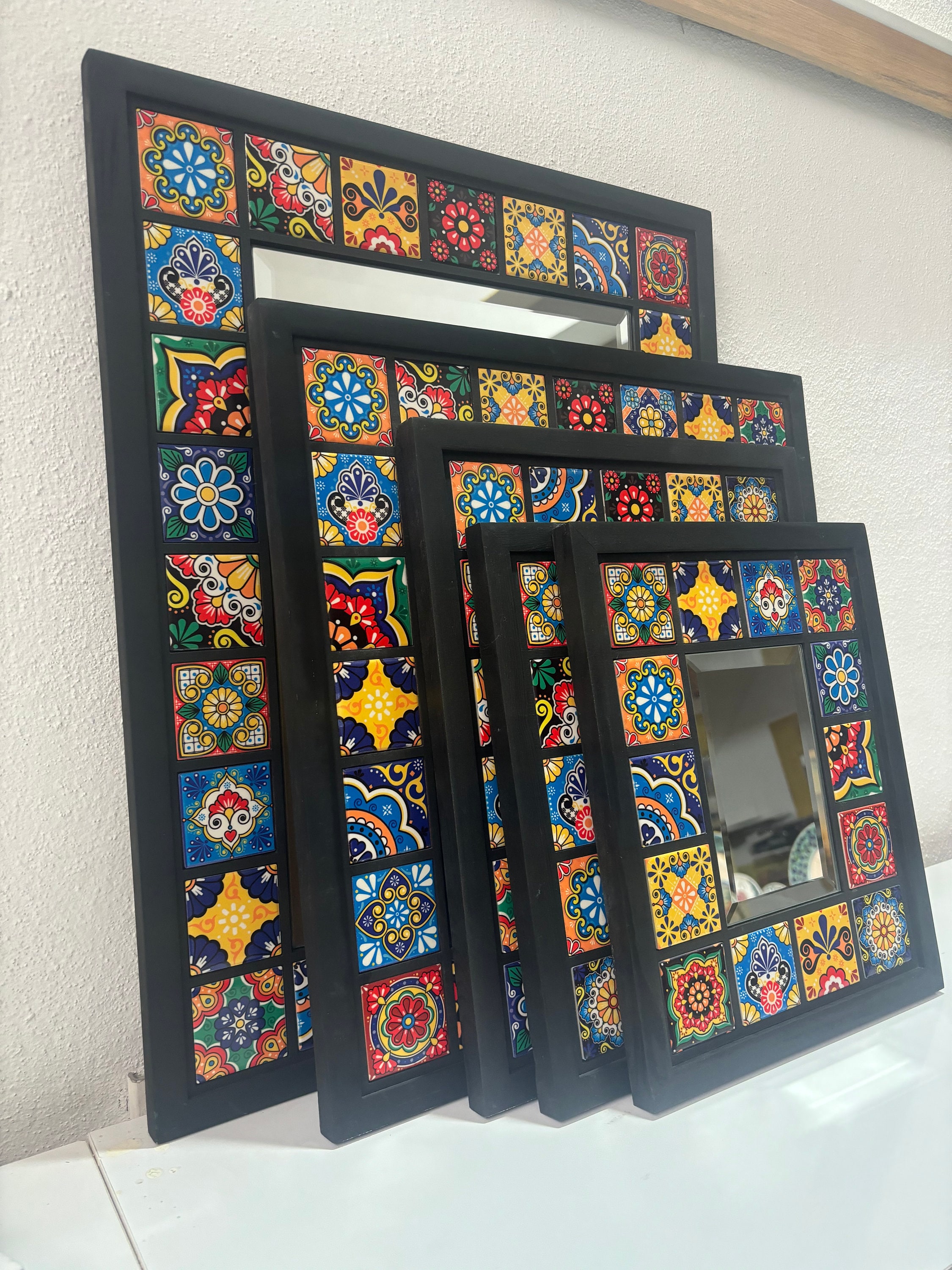 Mexican Tile Mirror, Decorative Wall Mirror, Tile Decorated Frame ...