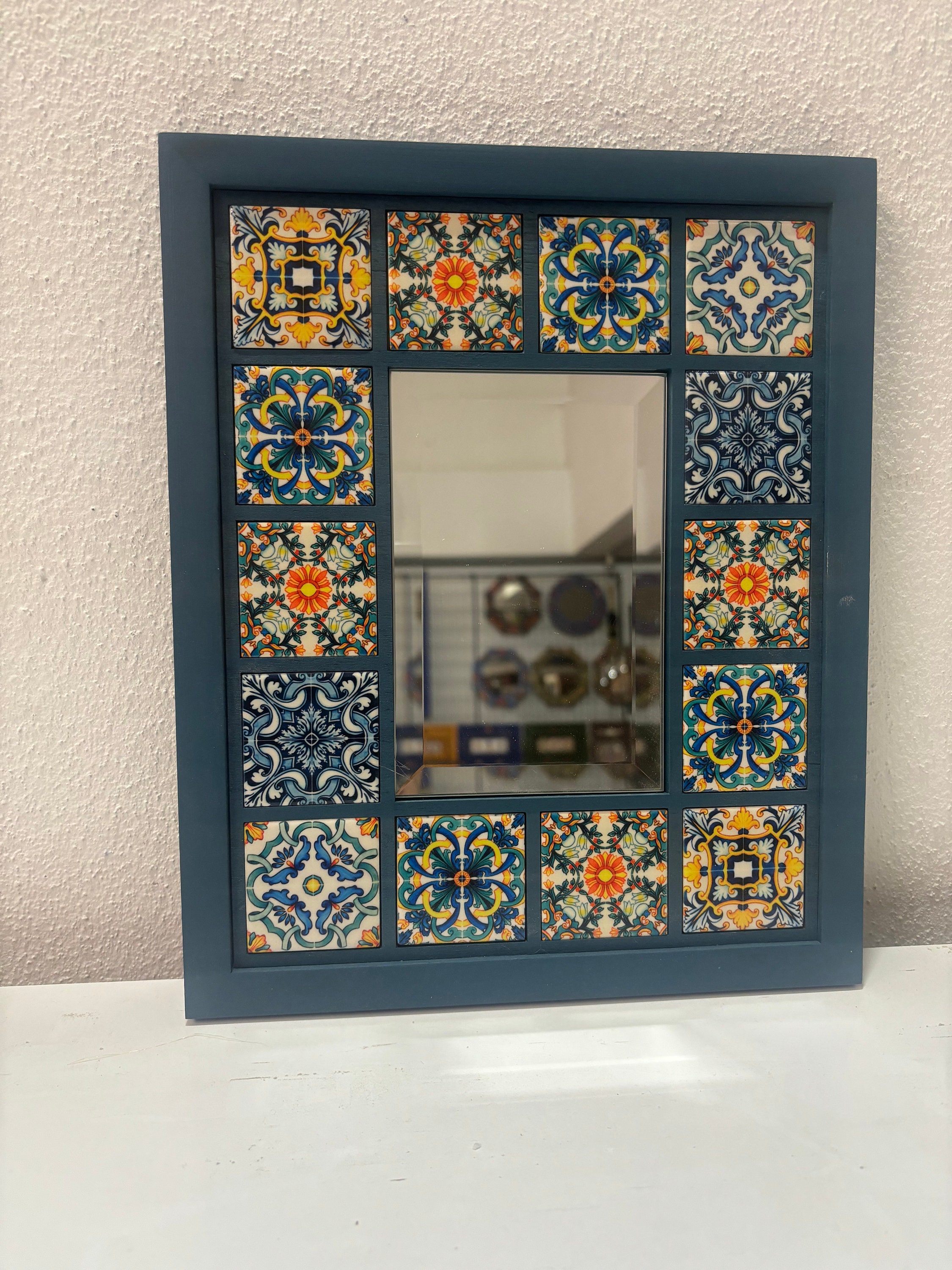 Mexican Tile Mirror: Handmade Bohemian Wall Decor - Etsy