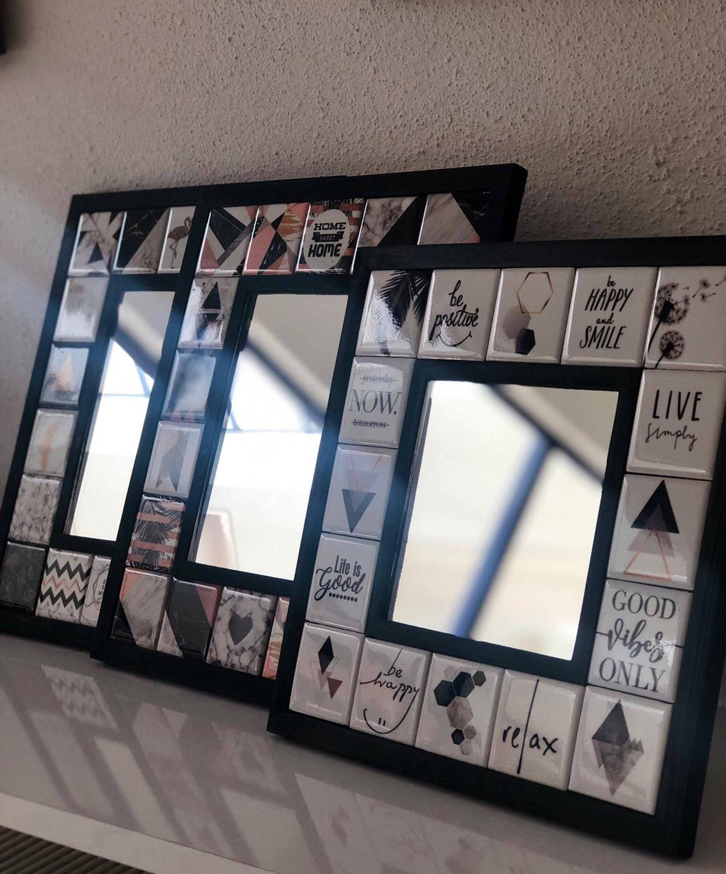 Ceramic Tile Mirror, Art Deco Mirror, Motto Combine, Motto Wall Art ...