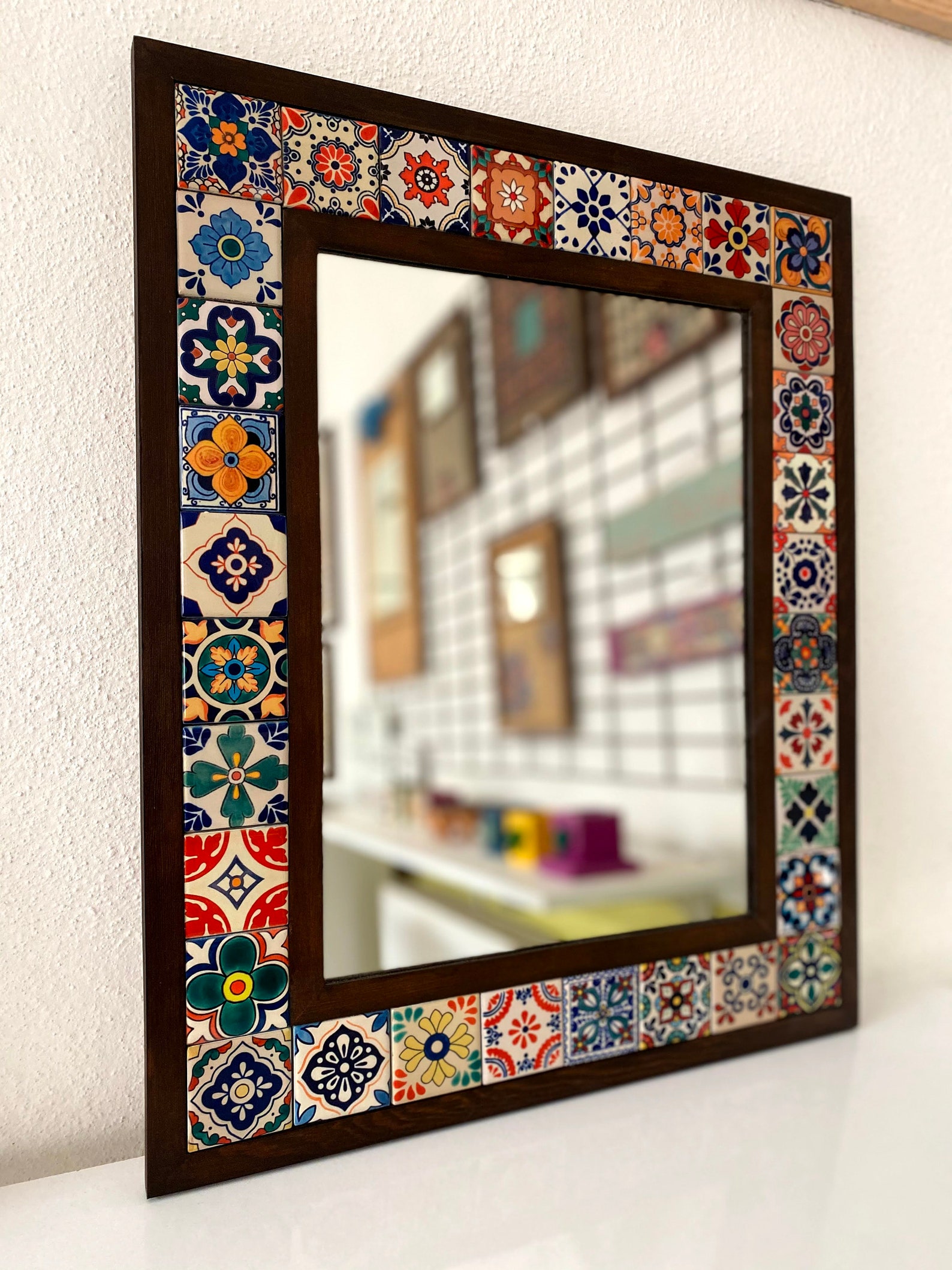 Mexican Tile Mirror, Bohemian Mirror, Mexican Tile, Mosaic Mirror ...