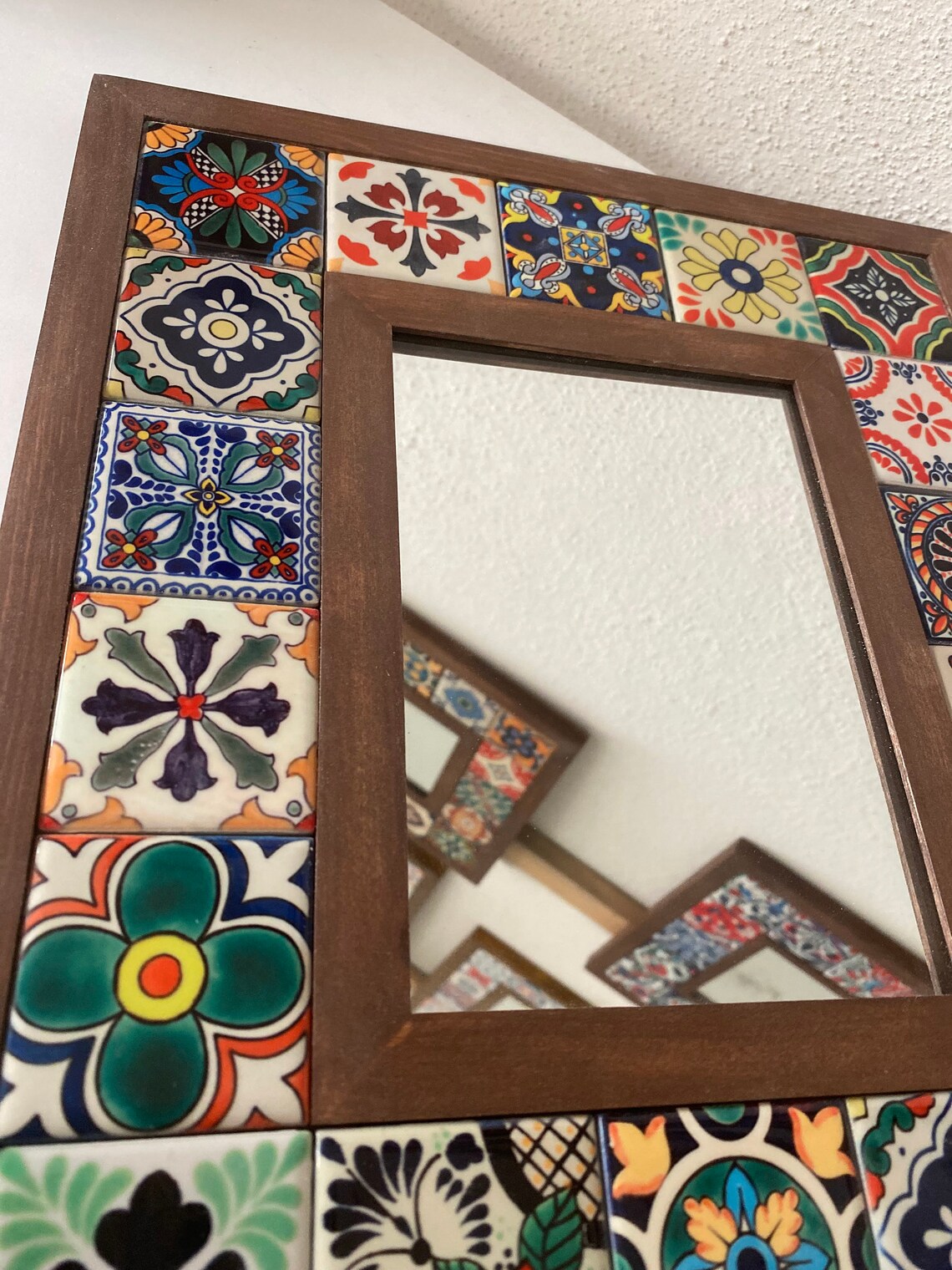 Bohemian Mirror, Mexican Tile Mirror, Vintage Mirror, Mosaic Mirror ...