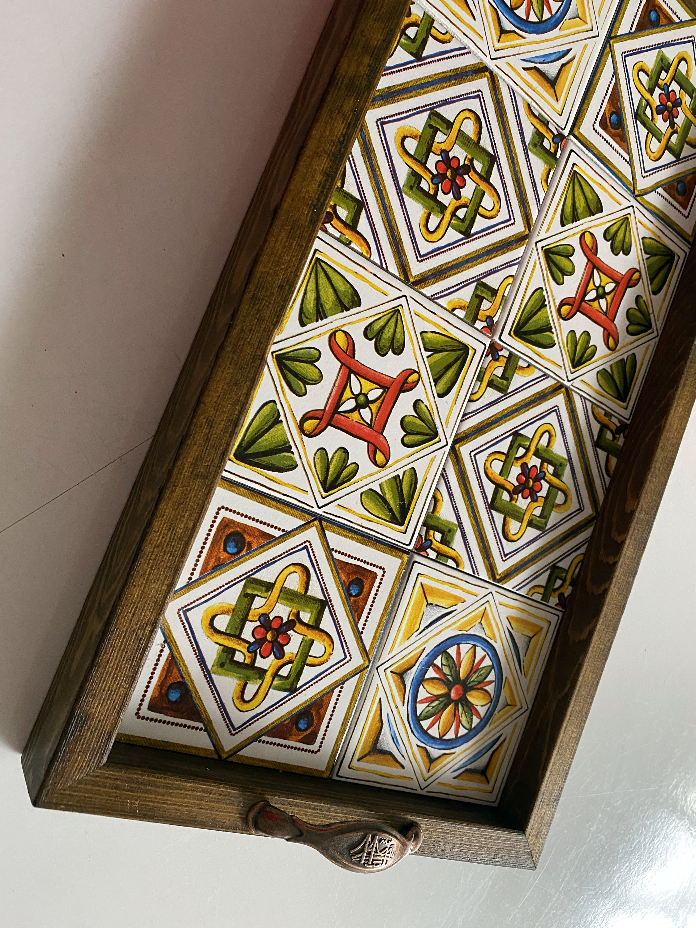 Decorative Tile Tray, Serving Wood Tray, Decorative Serving Tray ...